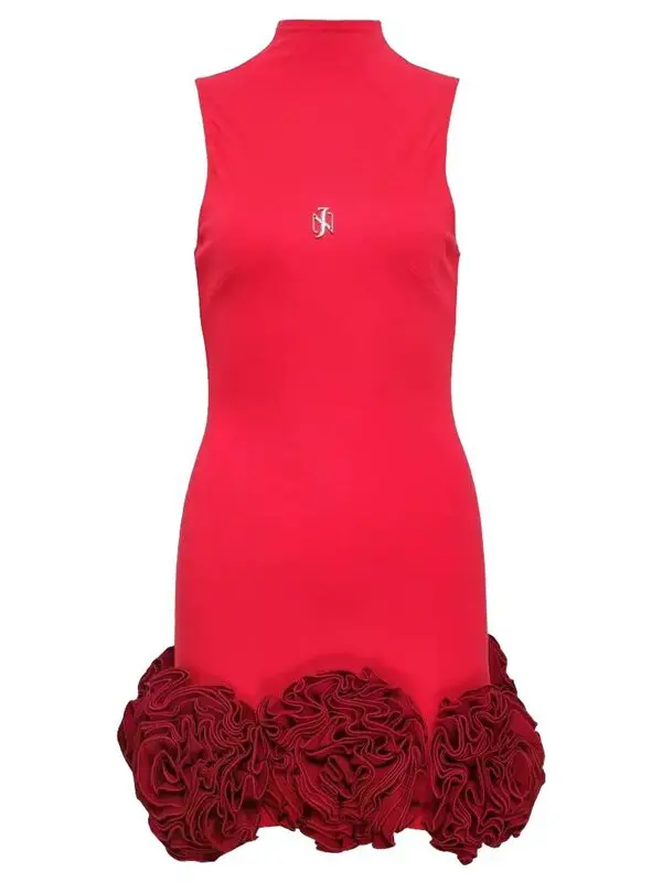 KENZIE KLAMBIE Ruffled-hem Sleeveless Mini Dress - Red