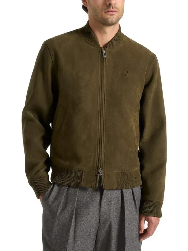 Manière De Voir Arsene Suede Bomber Jacket - Olive