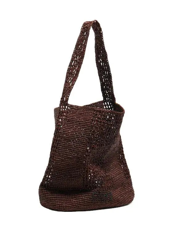 Bimba Y Lola Raffia Woven Shoulder Bag - Nut