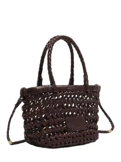 Bimba Y Lola Plaited Mini Leather Bag - Dark Brown