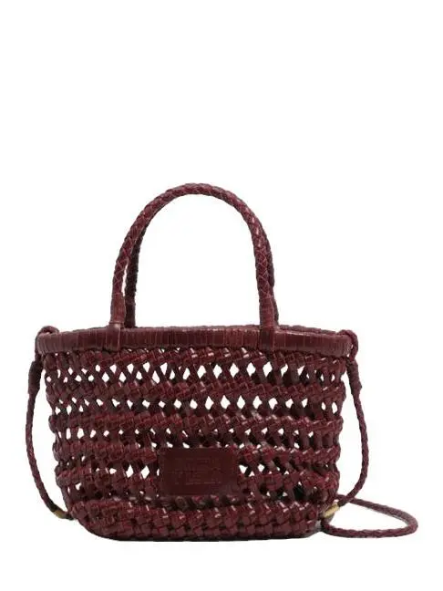 Bimba Y Lola Plaited Mini Leather Bag - Dark Cherry