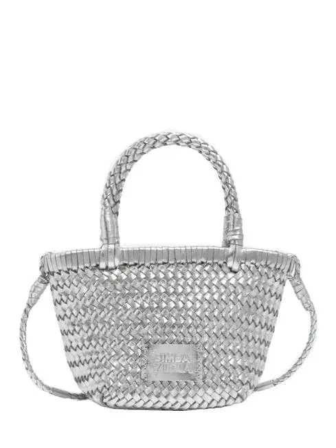 Bimba Y Lola Plaited Mini Leather Bag - Silver