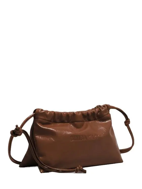 Bimba Y Lola Leather Mini Drawstring Bag - Moka