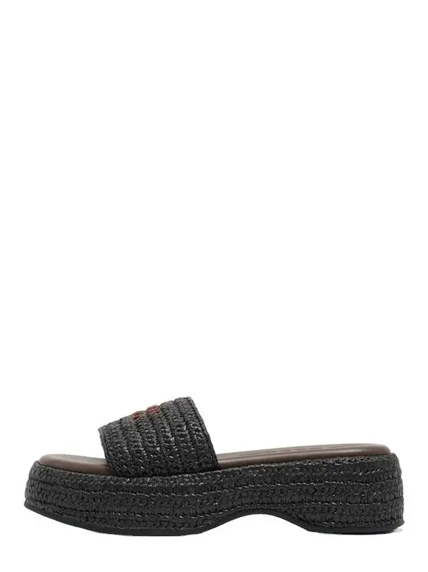 Bimba Y Lola Raffia Platform Sandals - Black