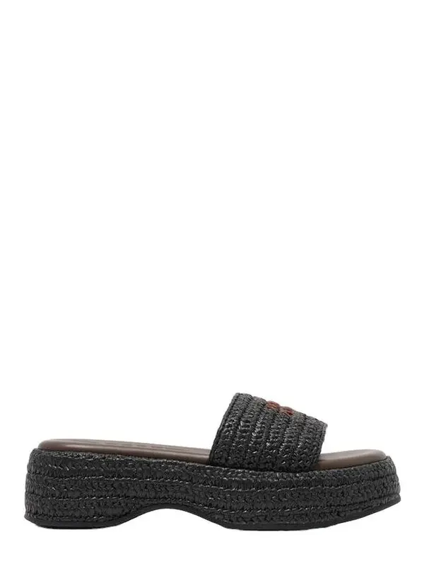 Bimba Y Lola Raffia Platform Sandals - Black