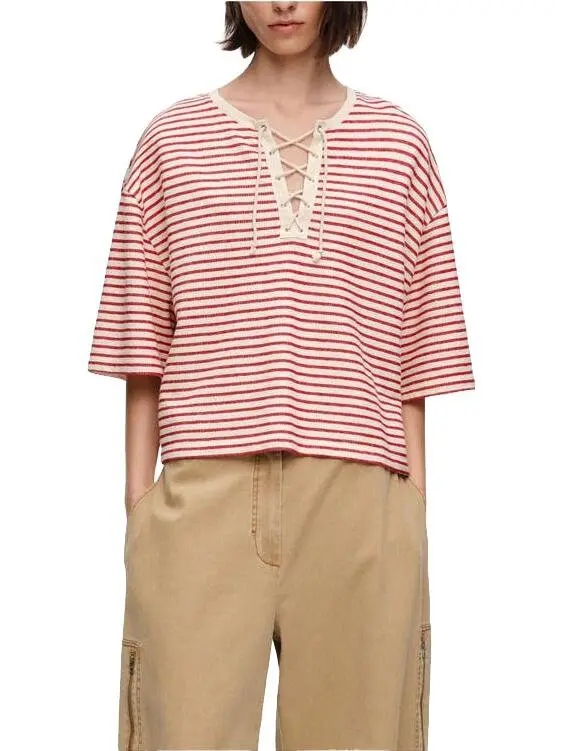 Bimba Y Lola Cotton T-shirt With Corset Detail - Red