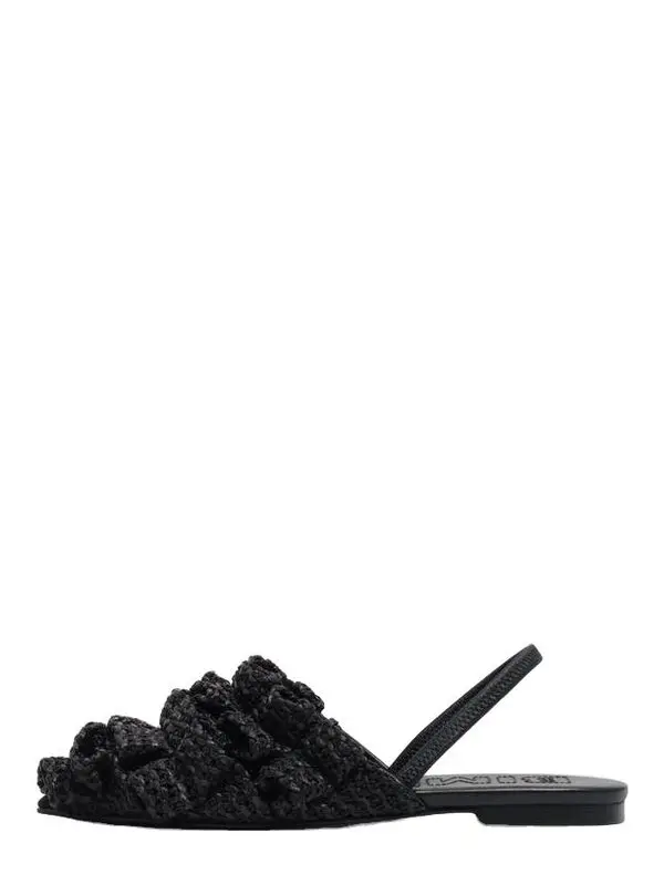 Bimba Y Lola Raffia Slingback Ballerina Flats - Black
