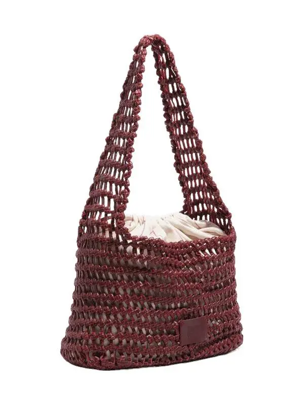 Bimba Y Lola Woven Leather Shoulder Bag - Dark Cherry