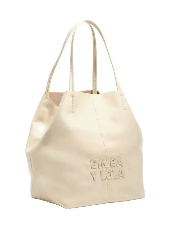 Bimba Y Lola Large Structured Shoulder Bag - Ivory