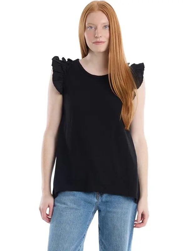 WILT CLOTHING Crew Neck Short Sleeve Shrunken Boyfriend Tee - Black