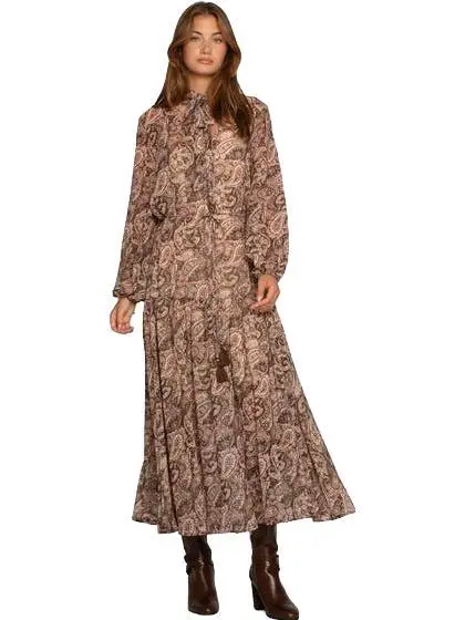 BELLE & BLOOM Printed Maxi Dress With Beaded Waist Tie - Multi