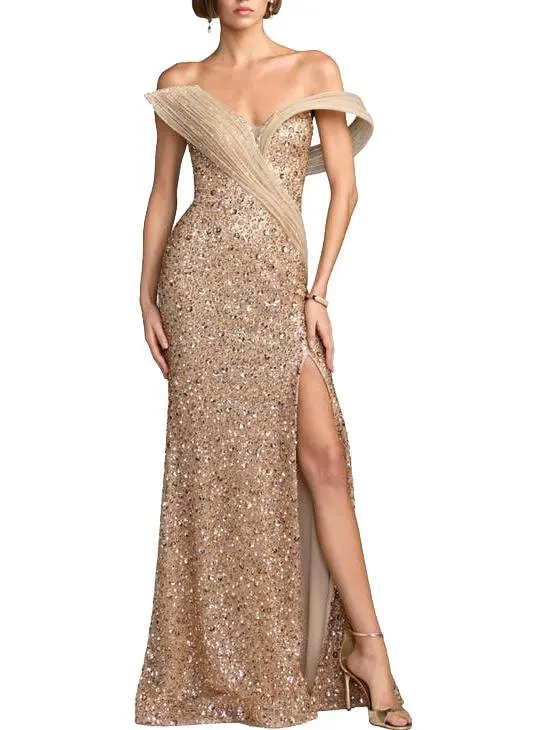 Mac Duggal Embellished Gown - Gold