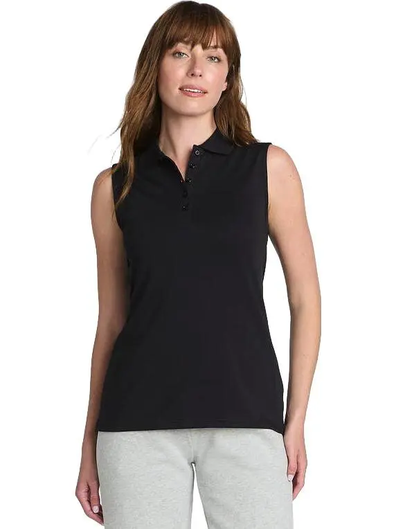 LANDS' END Sleeveless Supima Cotton Polo Shirt - Black