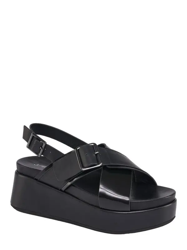 J/SLIDES NYC Bin Leather Platform Sandals - Black