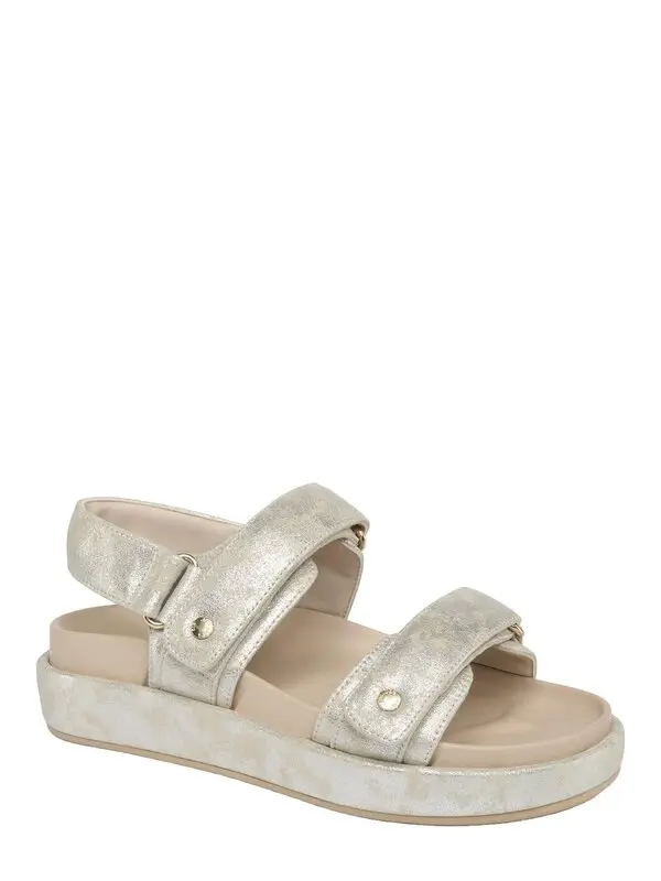 J/SLIDES NYC Bay Leather Slingback Sandal - Sand Metallic