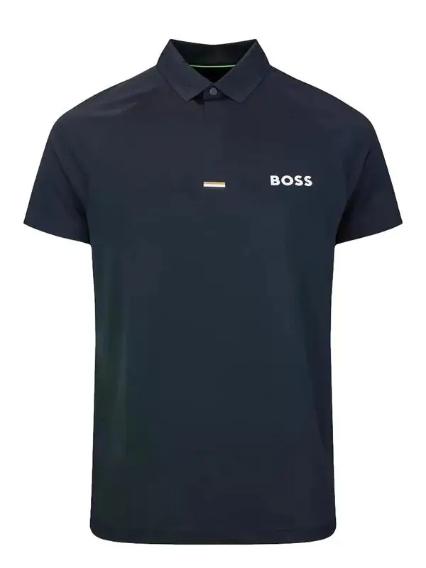 BOSS Logo-print Raglan-sleeve Polo Shirt - Blue