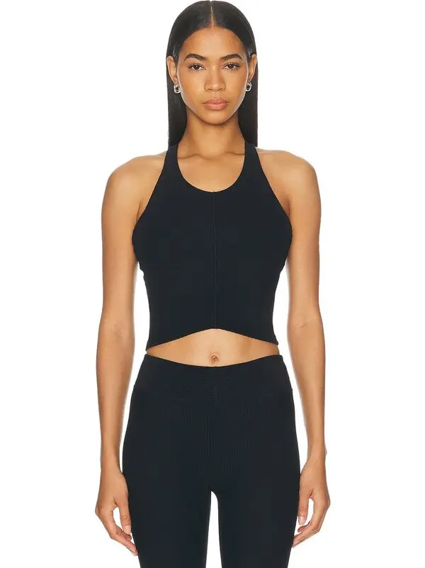 Beyond Yoga Impulse Ribbed High Neck Tank Top - Black Onyx