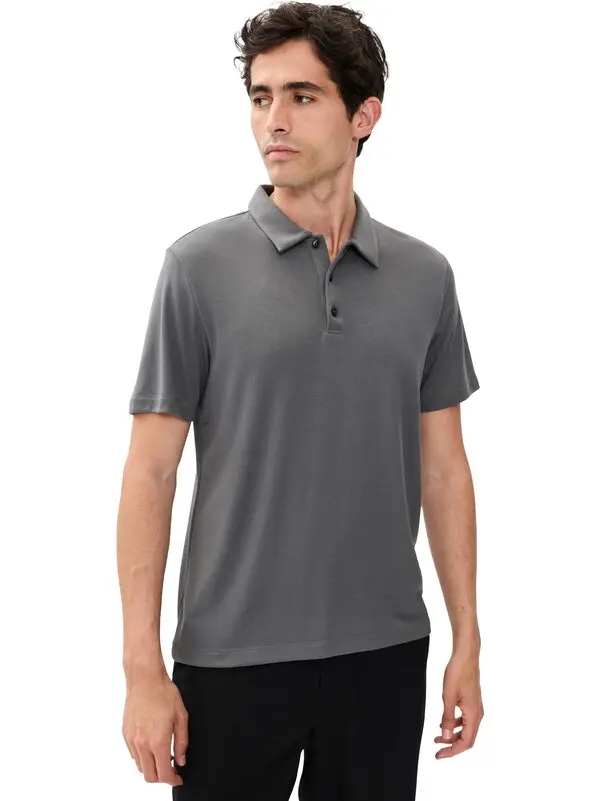 Theory Bron Polo Shirt In Anenome Milano - Carbon
