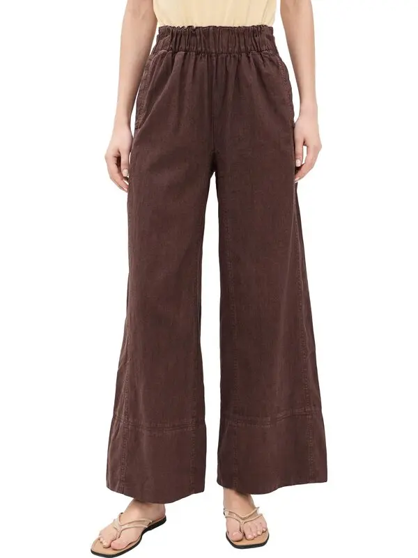 Free People Days End Linen Pants - Double Espresso
