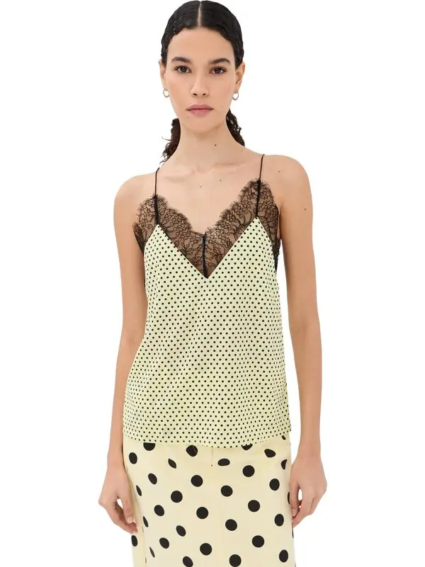 Françoise Layla Silk Top - Lemon Polka Dot