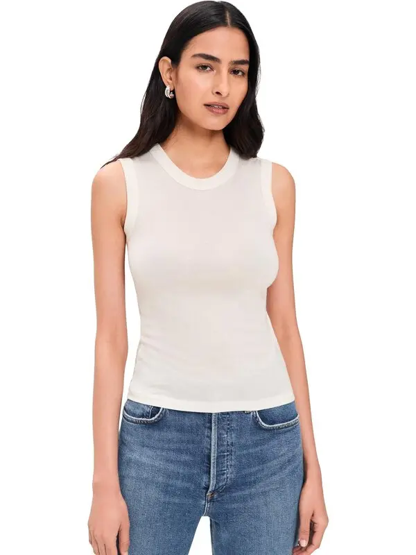 Eterne Fitted Muscle Tank Top - Ivory