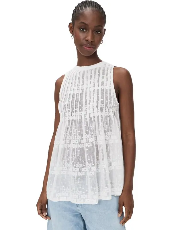 Free People Moon Magic Mesh Tunic Top - Clean Ivory