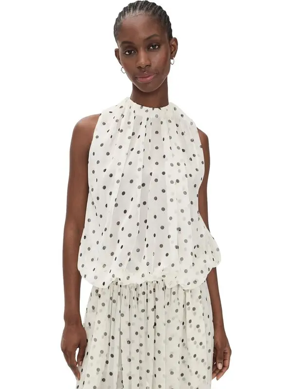 MSGM Polka Dot Chiffon Top - Black
