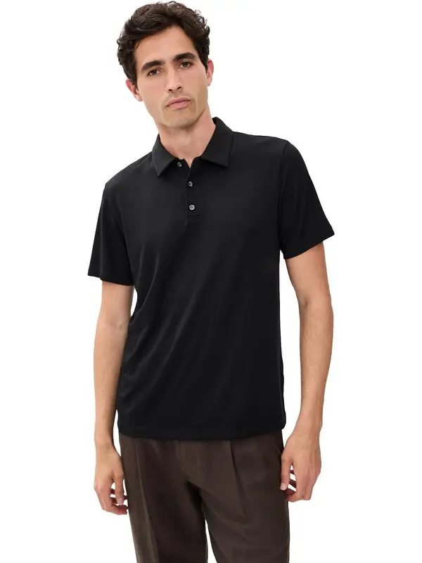 Theory Bron Polo In Modal Jersey - Black