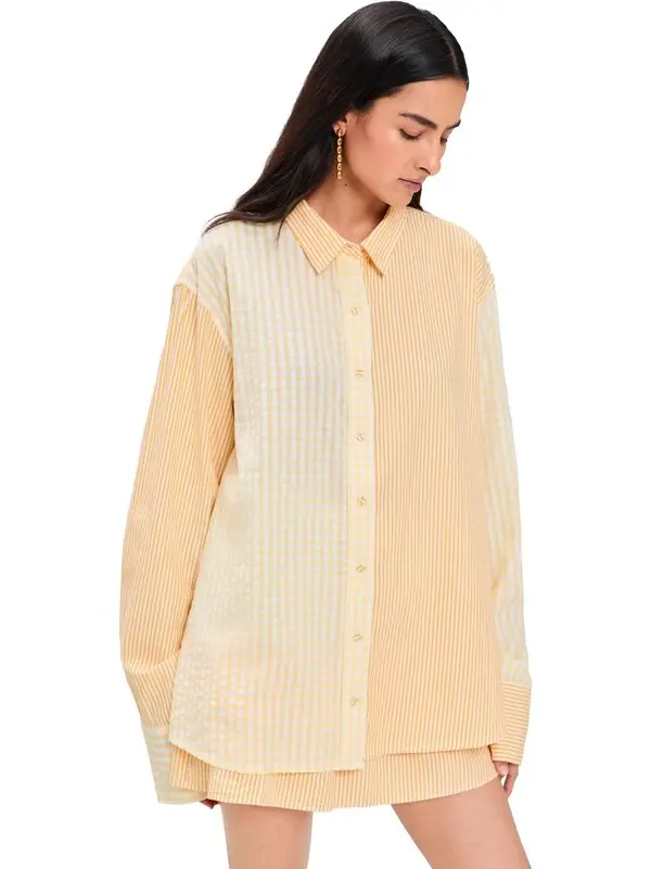 CONIGLIO PALM BEACH Classic Button Down Shirt - Daffodil Combo Stripe