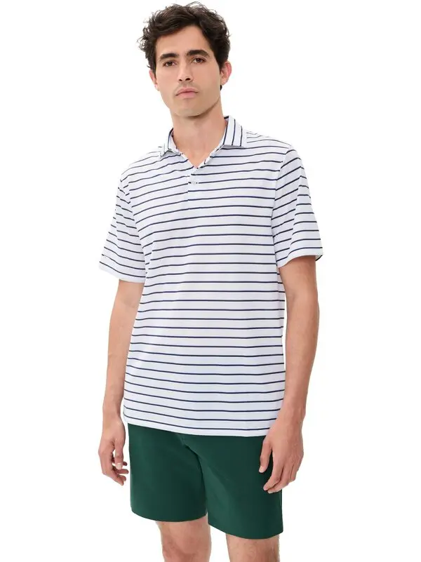 Rlx Ralph Lauren Multi Stripe Tour Pique Polo - Ceramic White Multi