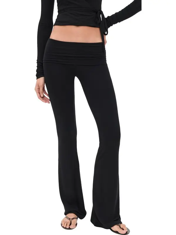 Eterne Fold Over Flare Pants - Black