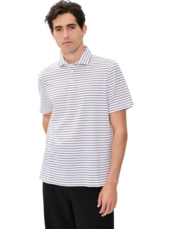 Rlx Ralph Lauren Thin Multi Stripe Tour Pique Polo - Carmel Pink Multi