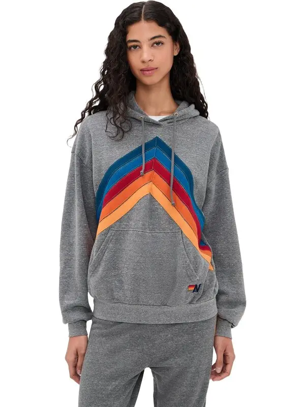 Aviator Nation Mountain Stitch Chevron Hoodie - Heather Grey