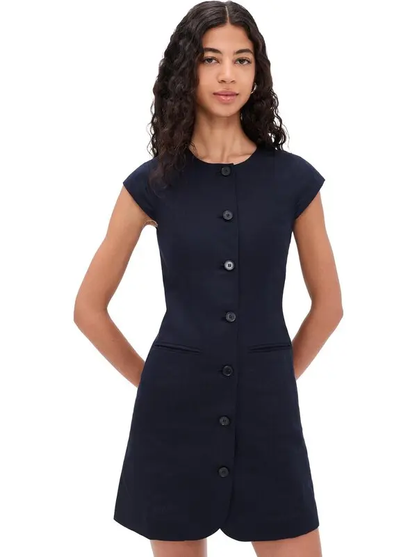 ALIGNE Jennie Linen Mix Mini Dress - Navy