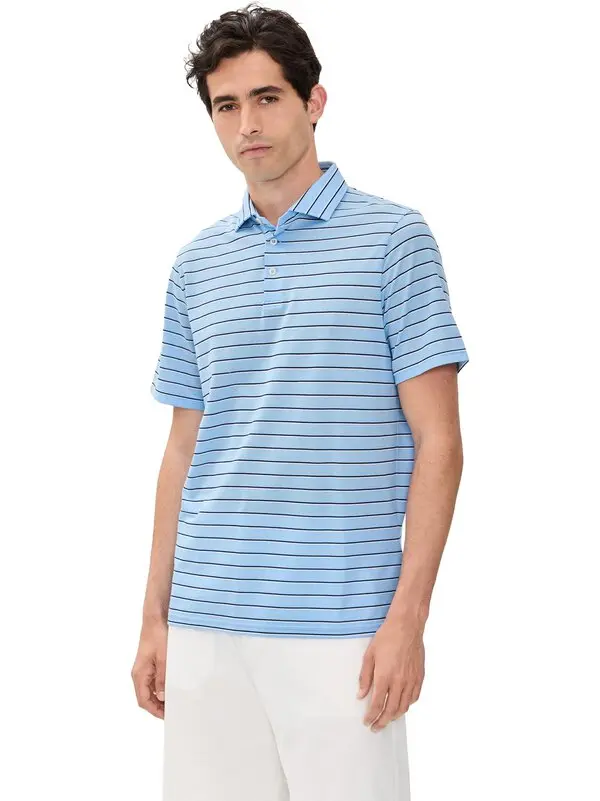 Rlx Ralph Lauren Multi Stripe Tour Pique Polo - Office Blue Multi