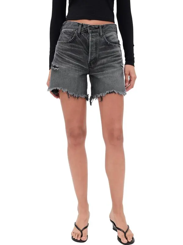 Moussy Vintage Shirley Long Denim Shorts - Black