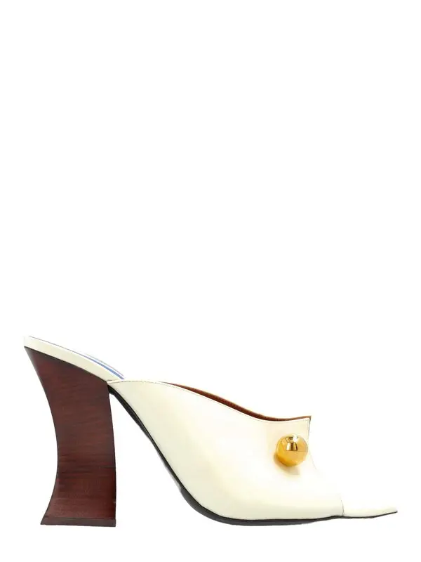 LANVIN Leather Heeled Mules - Cream