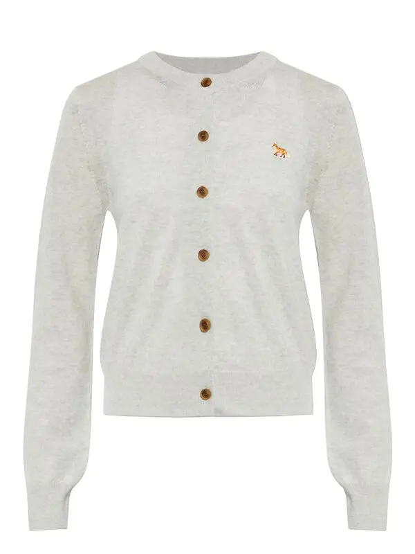Maison Kitsuné Cardigan With Logo Patch - Grey