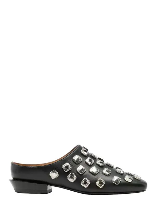 Toga Stud-embellished Leather Mules - Black