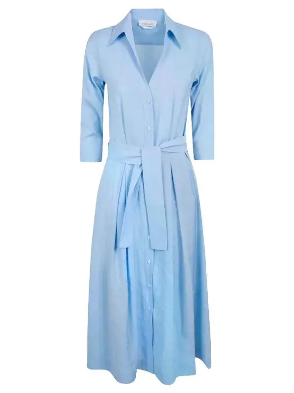 ARCHIVIO '67 Belted Button-up Shirt Dress - Blue