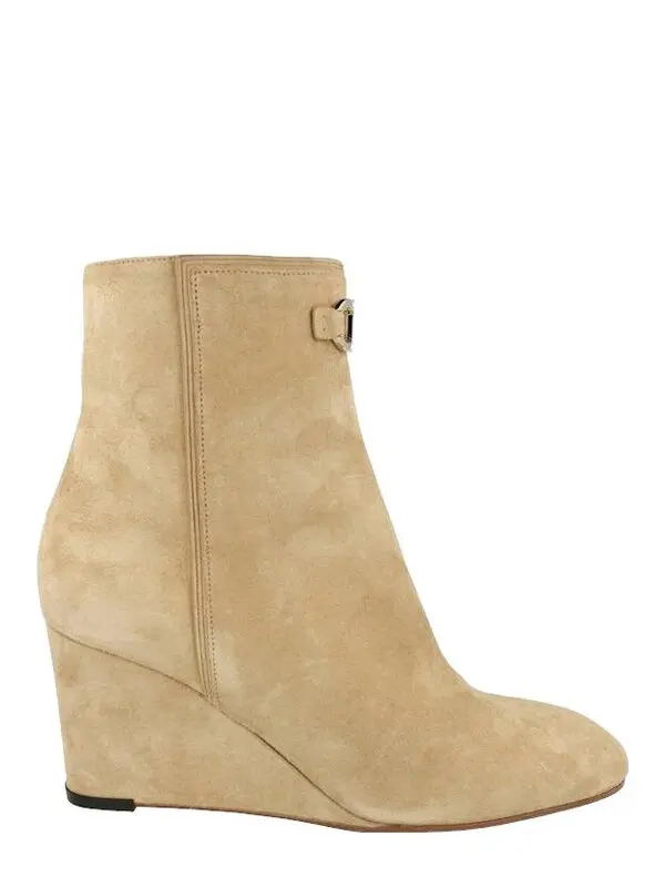 FERRAGAMO Catuja 70 Suede Ankle Booties - Bone