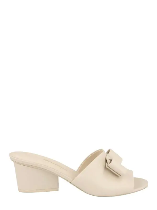 FERRAGAMO Valery 55 Leather Mules - Bone