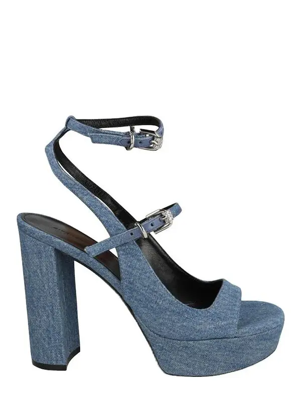 Givenchy Voyou Platform Denim Sandals - Medium Blue