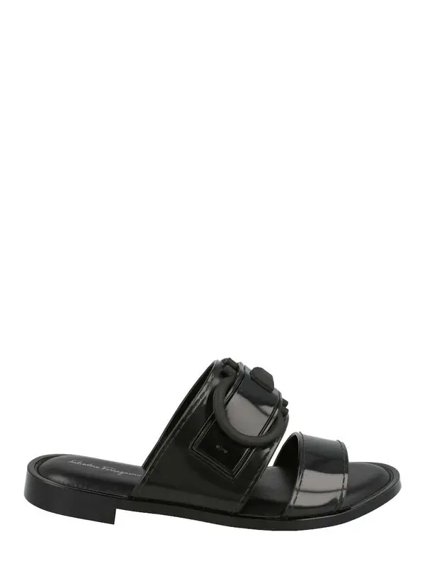 FERRAGAMO Taryn Logo Slides - Black