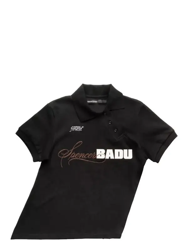 SPENCER BADU Asymmetric Logo Polo Shirt - Black