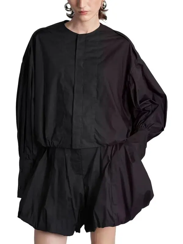 THELATEST Diana Pleated Puff-sleeve Blouse - Black