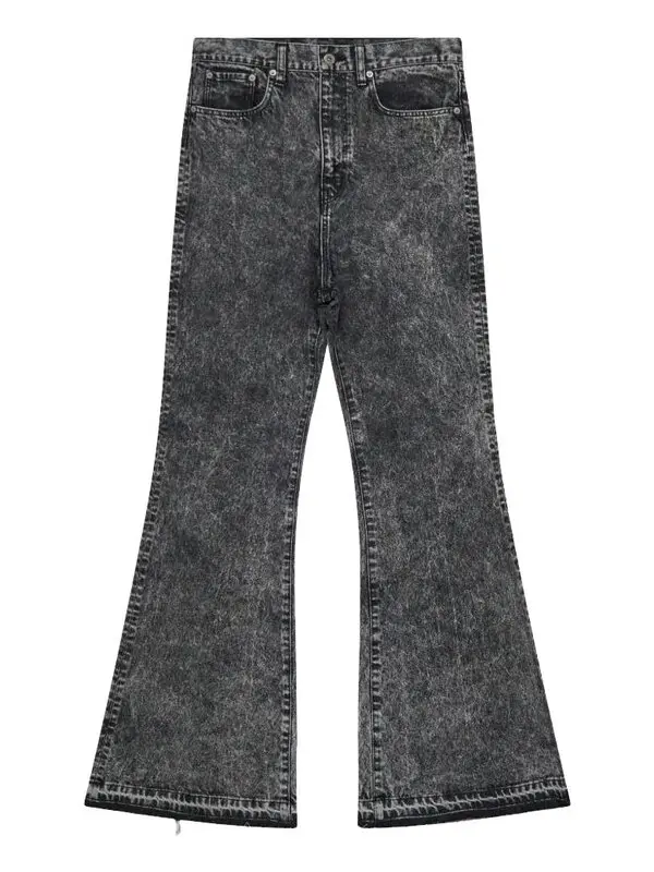 Junya Watanabe Acid-wash Frayed-hem Jeans - Grey