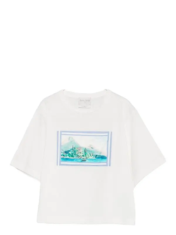 FORTE_FORTE Lake Como Print Cotton T-shirt - Sky Blue