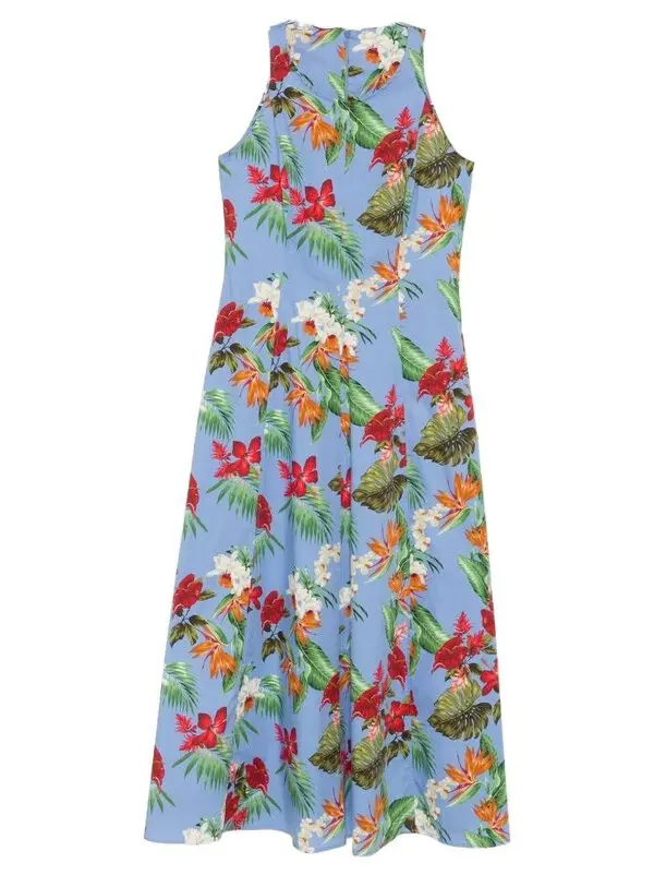ARCHIVIO '67 Printed Cotton Midi Dress - Sky Blue