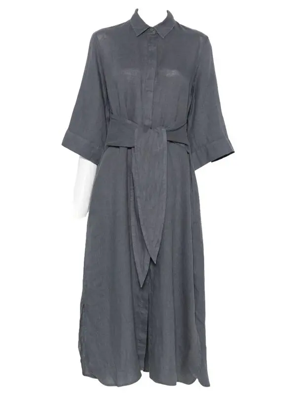 ARCHIVIO '67 Linen Chemisier Dress - Grey